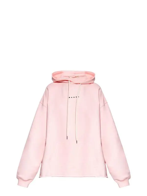 Marni Logo Printed Long-sleeved Hoodie - Pink