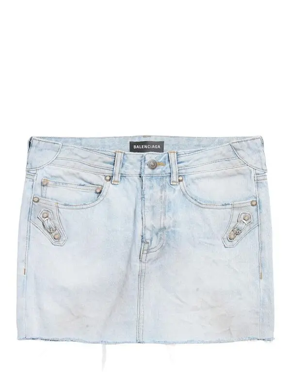 Balenciaga City Denim Mini Skirt - Light Blue