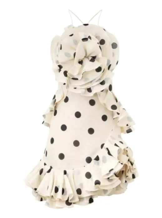 Zimmermann Crush Mini Skirt - Cream Black Spot