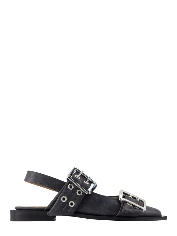 GANNI Buckle Detailed Ballerinas - Gray