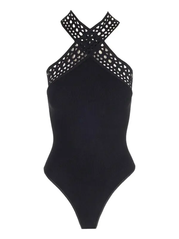 Alaïa Halterneck Cut-out Bodysuit - Black