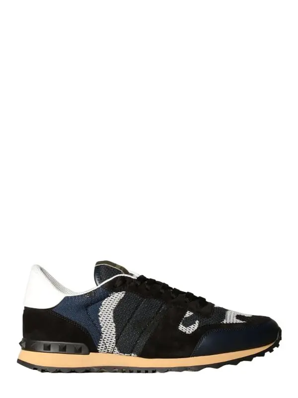 Valentino Garavani Rockrunner Camouflage-print Sneakers - Black