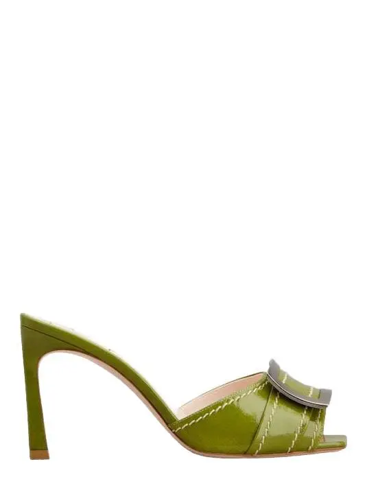 ROGER VIVIER Trompette Mules In Patent Leather - Green