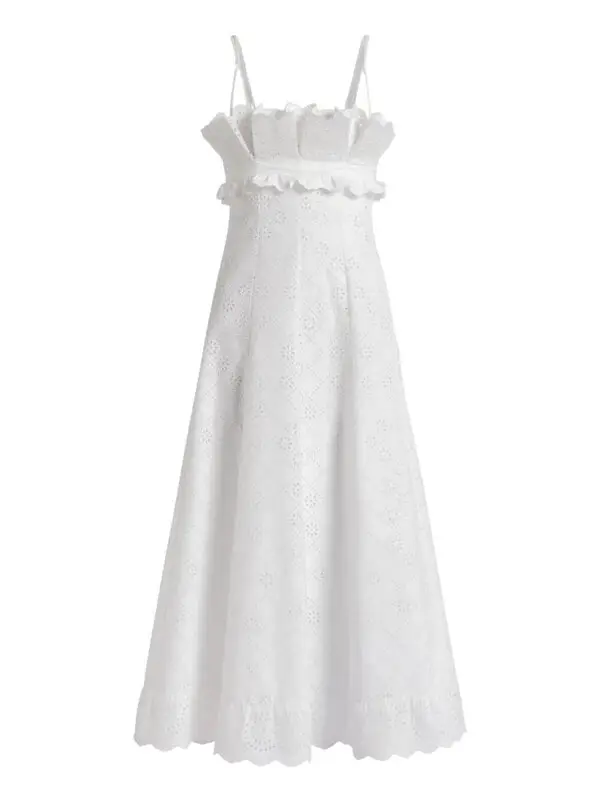 Alberta Ferretti Broderie Anglaise Maxi Dress - White