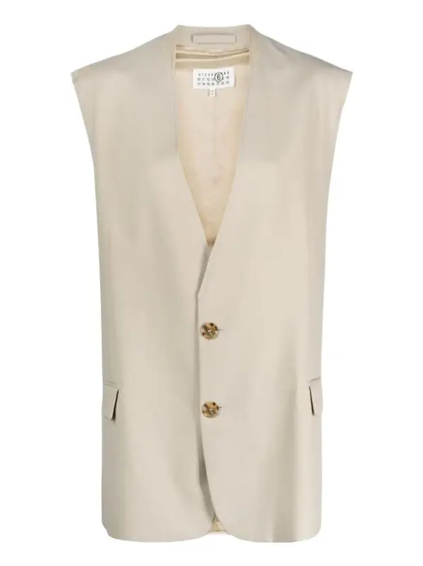 MAISON MARGIELA V-neck Sleeveless Vest - Nude