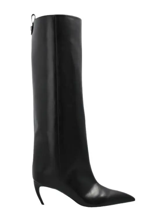 Attico The Lea Pointed Toe Stiletto Heel Boots - Black