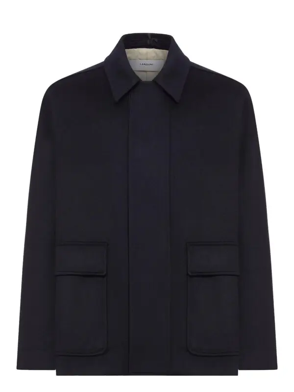 LARDINI Patch-pocket Shirt Jacket - Blue