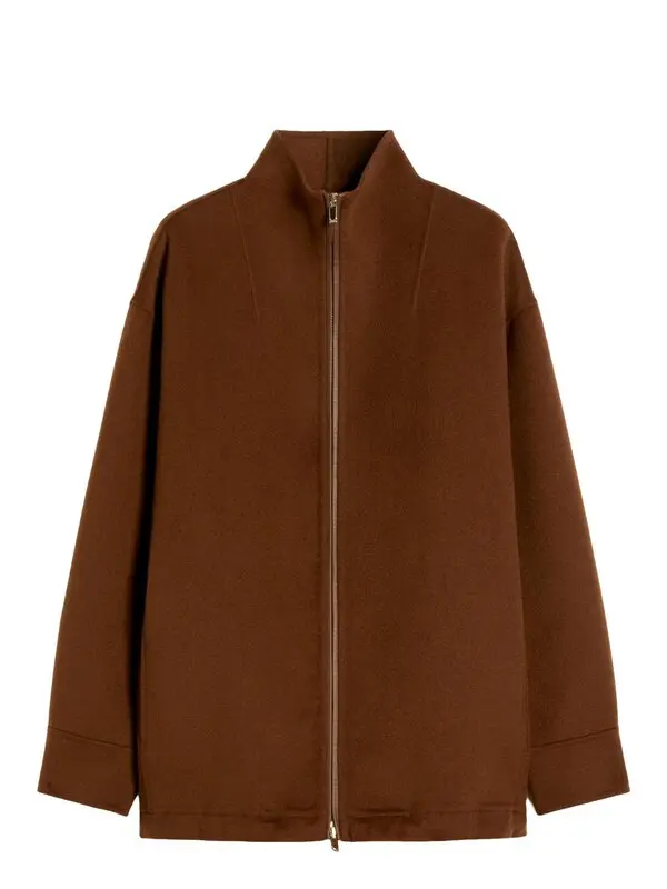 Max Mara High Neck Zipped Jacket - Chocolate-colored