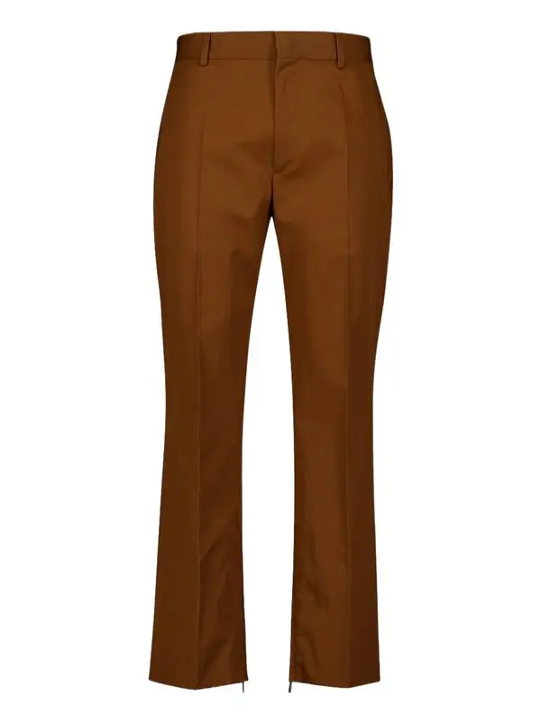 Off-White High Waist Straight Leg Pants - Brown