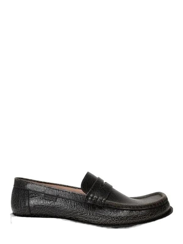Loewe Textured Penny Loafers - Black/beige