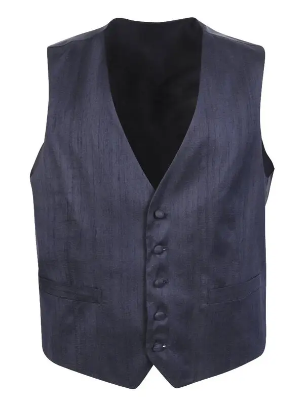 LARDINI Sleeveless Vest With V-neck And Adjustable Back Straps - Black