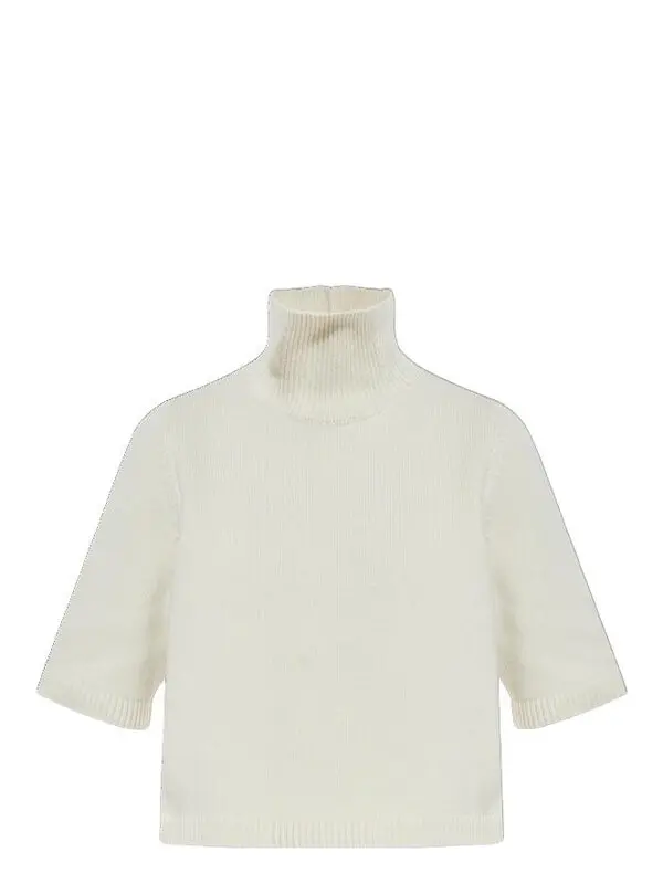 Alaïa Ribbed High Neck Cropped Jumper - White