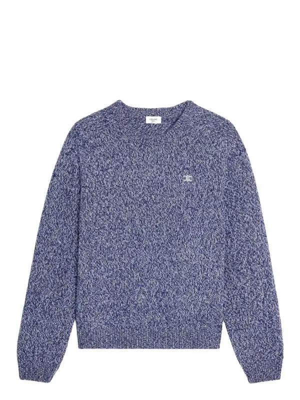 Celine Crewneck Sweater In Wool And Cashmere - Blue/white