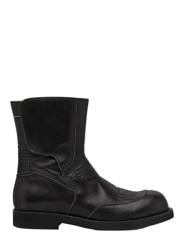 MAISON MARGIELA Leather Ankle Biker Boots - Black