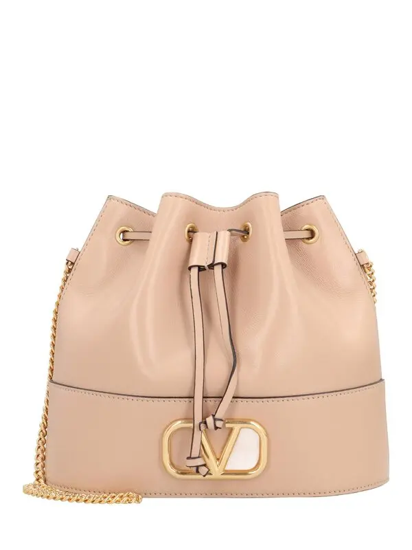 Valentino Garavani Vlogo Signature Drawstring Mini Bucket Bag - Nude