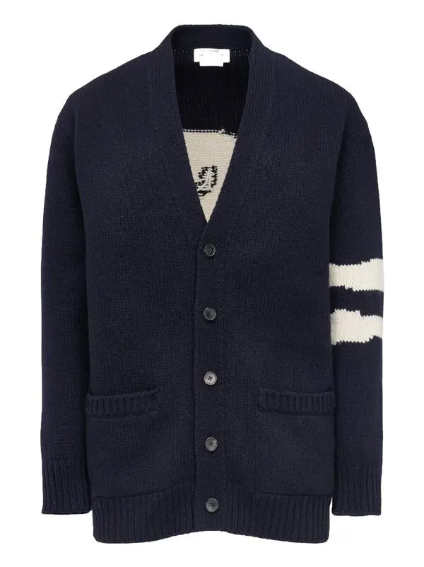 Alexander McQueen Skull Intarsia-knit V-neck Cardigan - Black