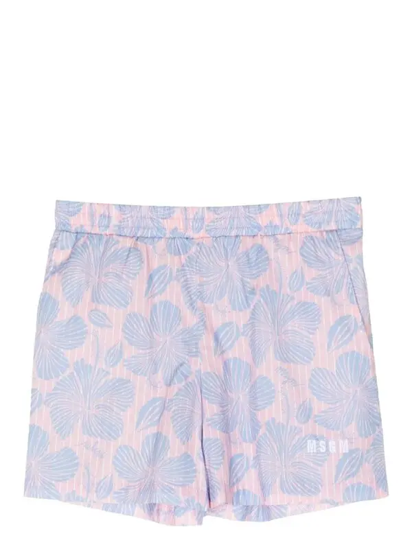 MSGM Hawaiian Floral Print Shorts - Purple