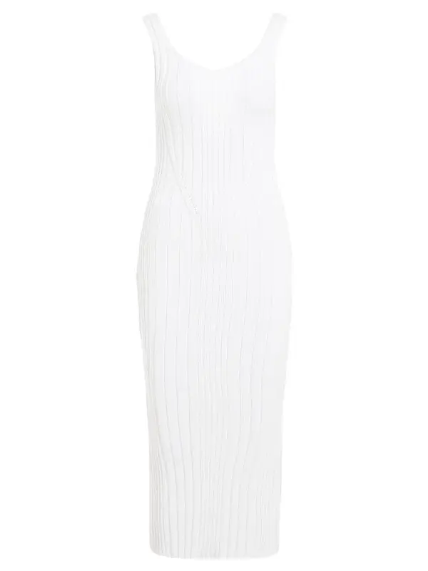 Khaite Ottilie Ribbed-knit V-neck Backless Midi Dress - White