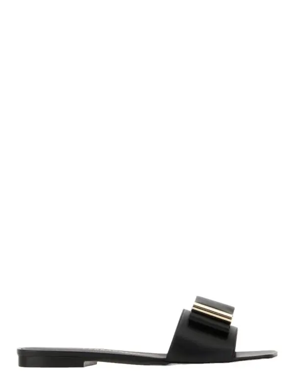 FERRAGAMO Double Bow Slide Sandals - Black