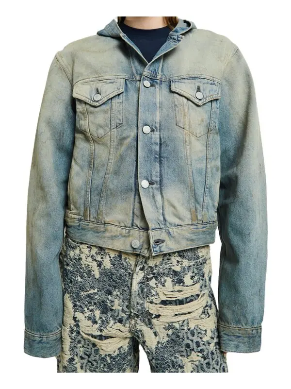 Acne Studios Hooded Denim Jacket - Green