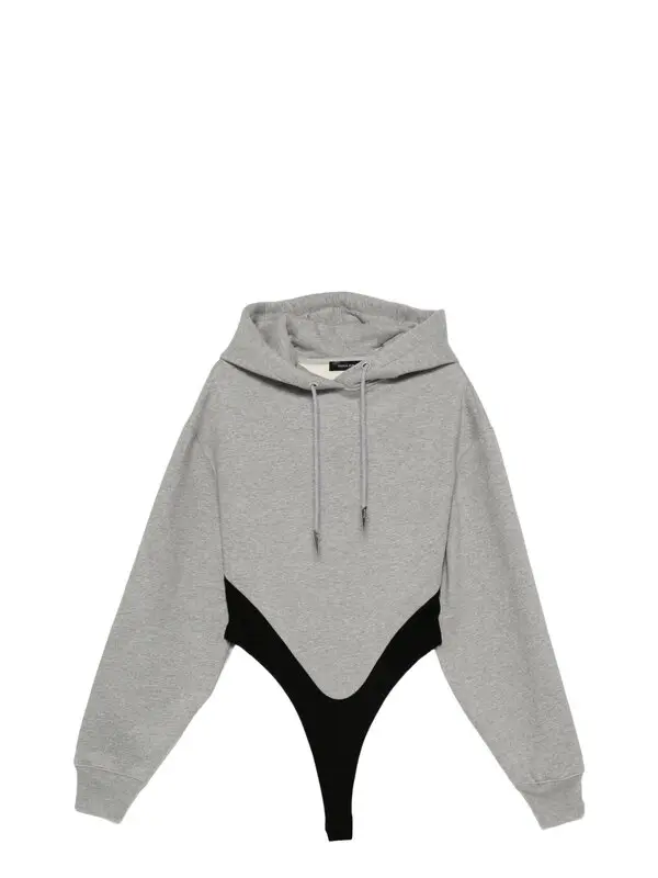 MUGLER Hooded Bodysuit Sweater - Gray
