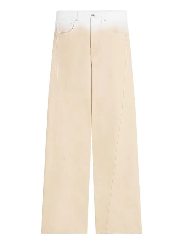 LANVIN Logo Patch Straight Leg Jeans - Nude