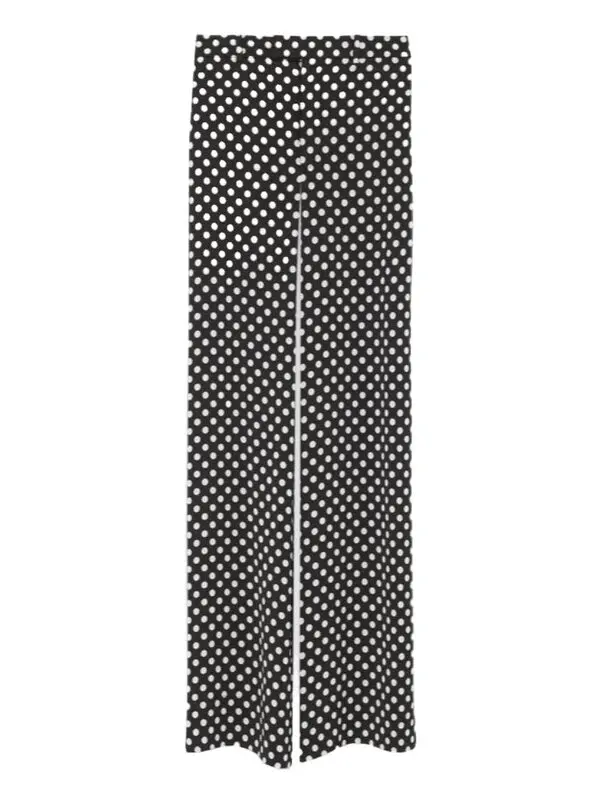 Saint Laurent Polka Dot High Waist Wide Leg Trousers - Black