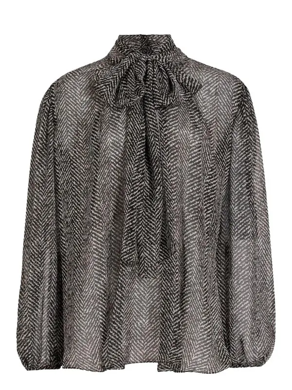Dolce & Gabbana Chevron Print Long Sleeve Blouse - No