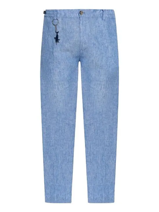PAUL  SHARK Paul & Shark Linen Trousers With Keychain Detail - Blue