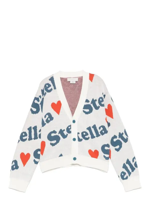 Stella McCartney Logo-intarsia V-neck Cardigan - White