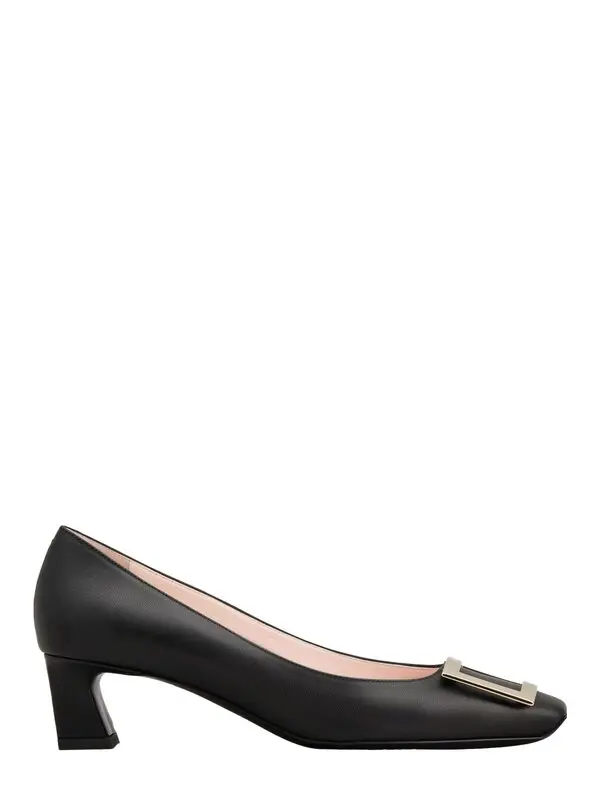 ROGER VIVIER Square Toe Pumps With Metal Buckle Detail - Black