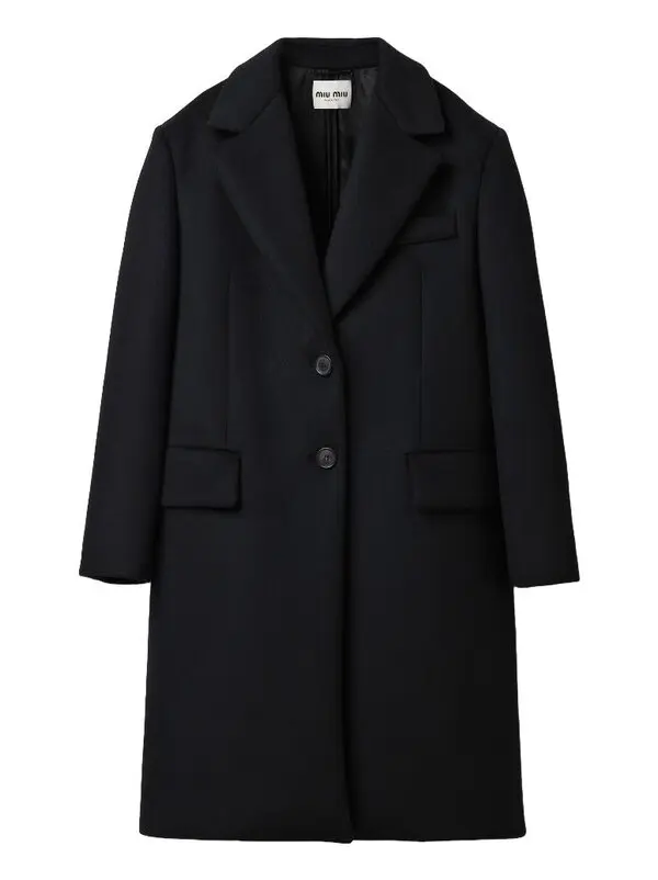 Miu Miu Single-breasted Velour Coat - Black