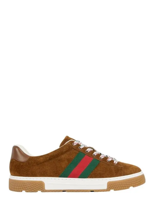 Gucci Ace Web-stripe Low-top Sneakers - Brown