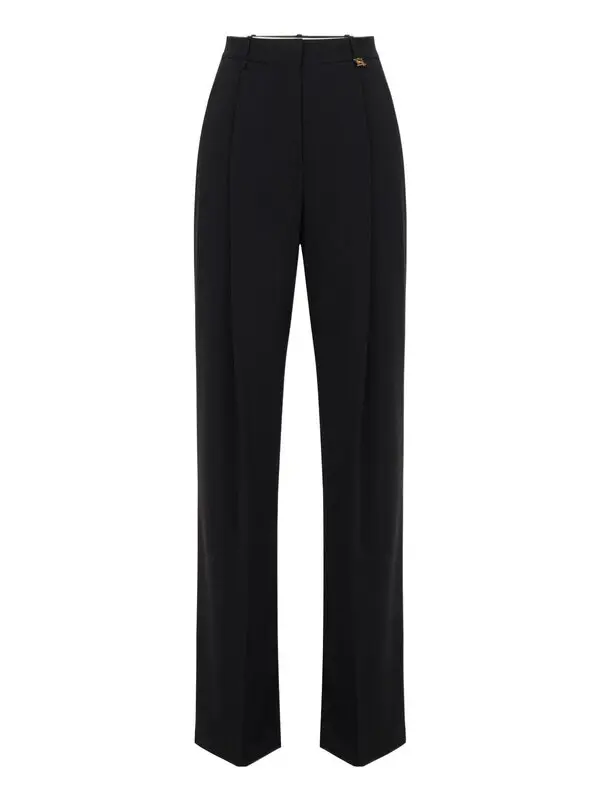Elisabetta Franchi Pleated Trousers With Logo Detail - Black