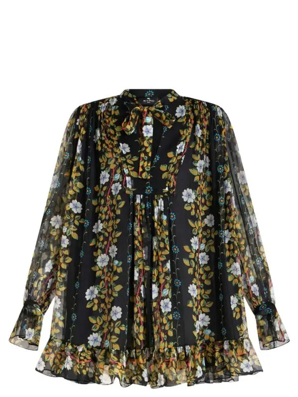 Etro Floral-printed Pleated Dress - Green