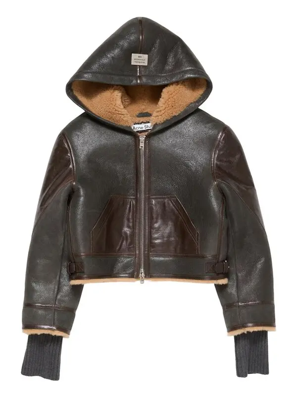 Acne Studios Hooded Leather Jacket - Black