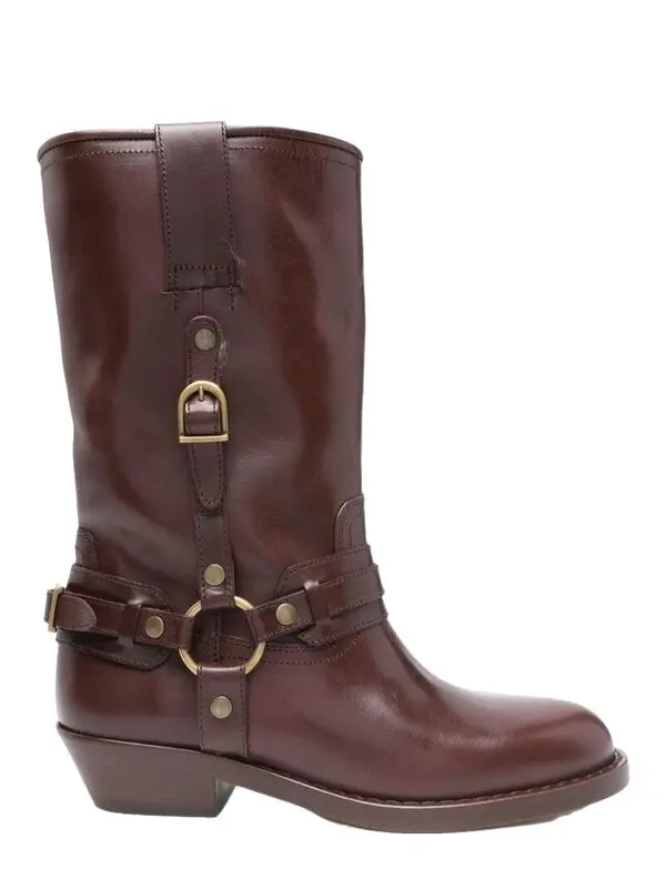 Isabel Marant Étoile Heiko Slip-on Boots With Studs And Buckles - Brown