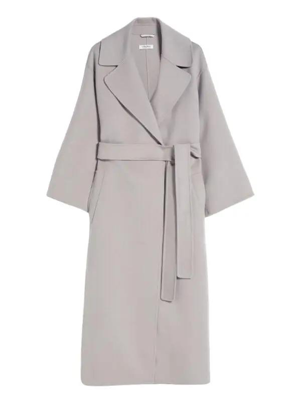 Max Mara Belted Virgin Wool Coat - Gray