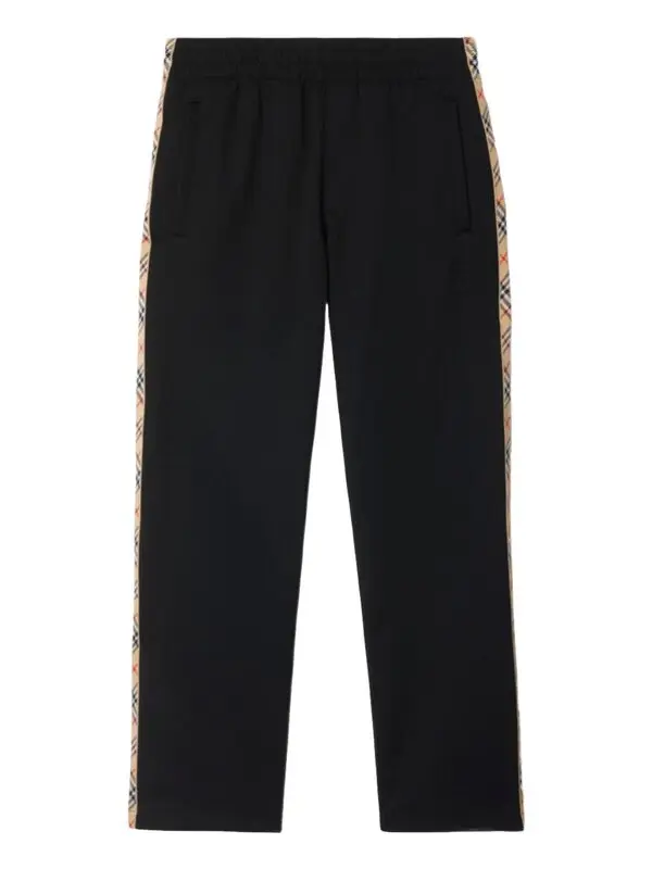 Burberry Check Trim Straight-leg Track Pants - Black