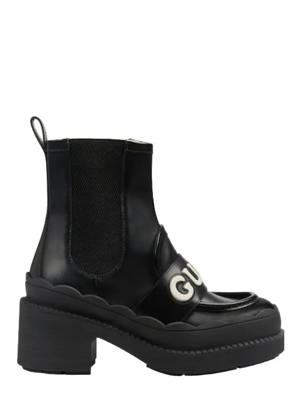 Gucci 60mm Logo-lettering Leather Boots - Black