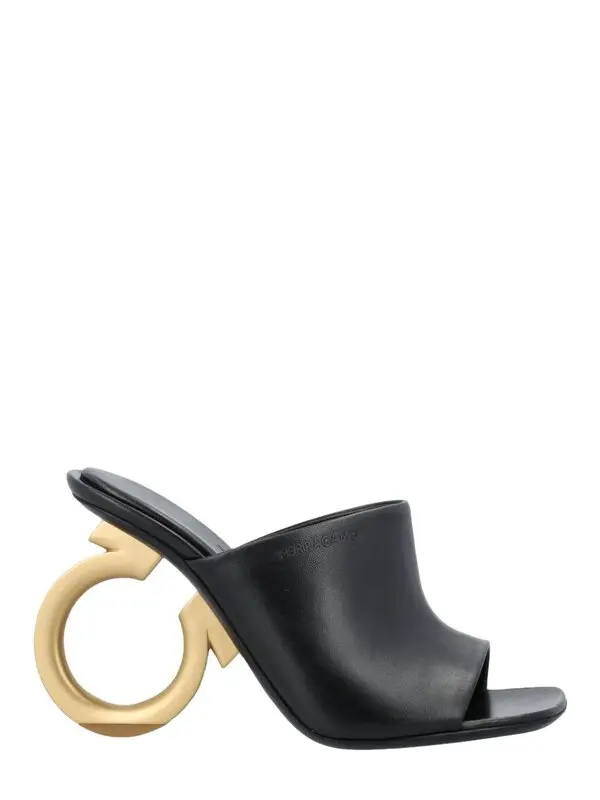 FERRAGAMO Elina Sculpted Heeled Mules - Black