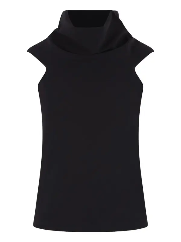 QUIRA Cowl Neck Knitted Top - Black
