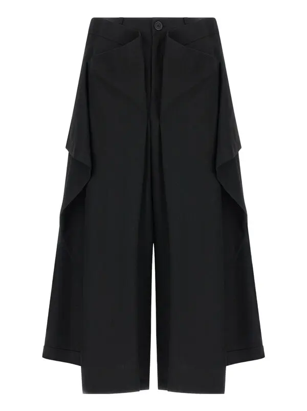 Issey Miyake Draped Wool Wide-leg Trousers - Black