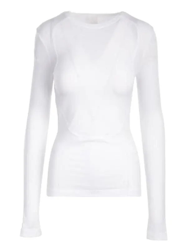 Givenchy Long-sleeved Crewneck Top With Graphic Cut-out Detail - White