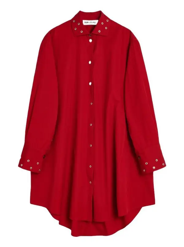 Our Legacy Frock Shirt Dress With Eyelet Details - Red