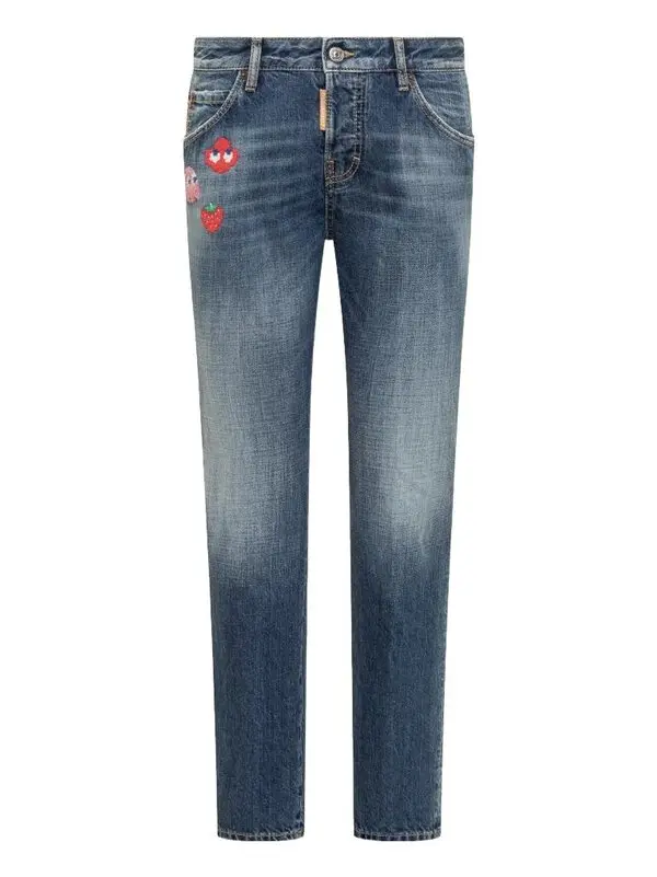 Dsquared2 Pac-man Patch Detailed Jeans - Blue