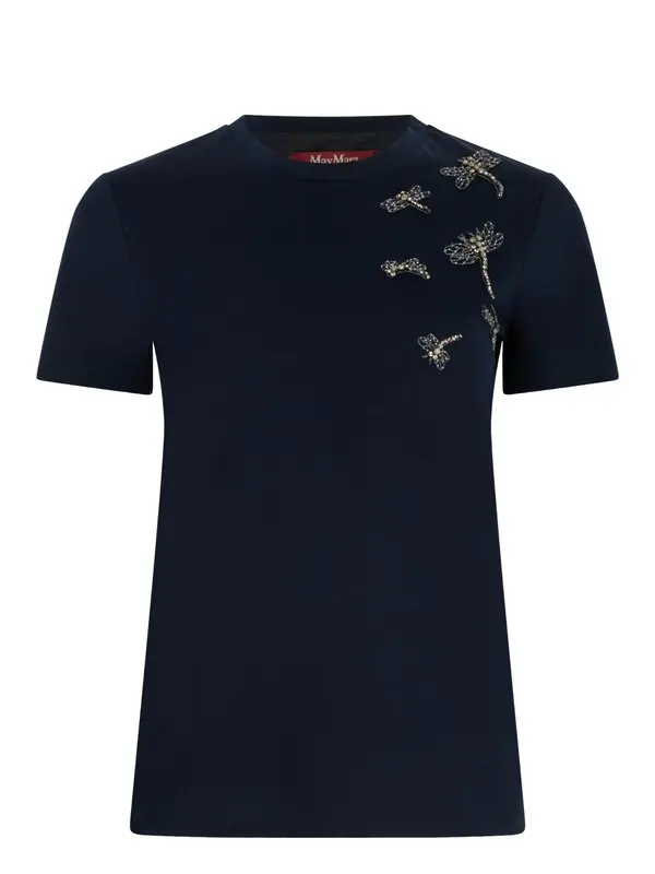 Max Mara Embellished Dragonfly Crewneck T-shirt - Black