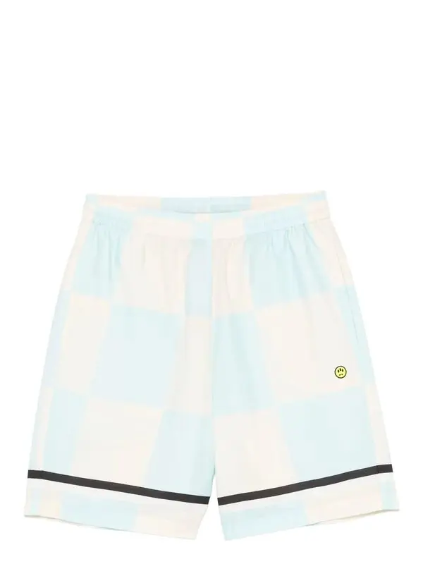 BARROW Checkered Relaxed Fit Shorts - White