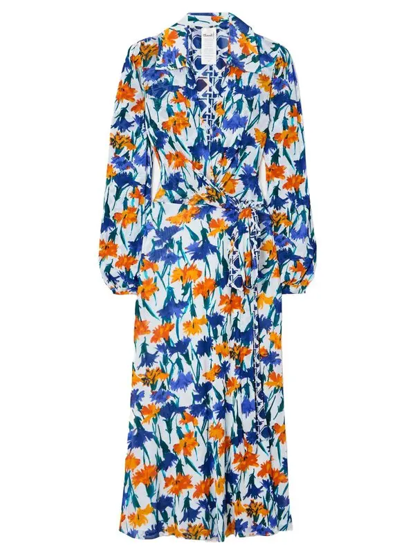 Diane Von Furstenberg Floral Print V-neck Wrap Dress - No