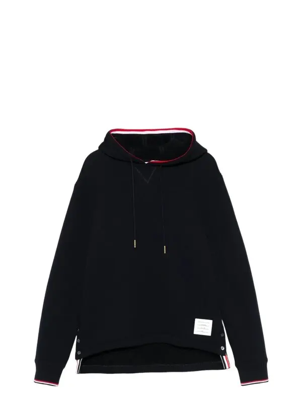 Thom Browne Rwb-stripe Drawstring Hoodie - Navy Blue